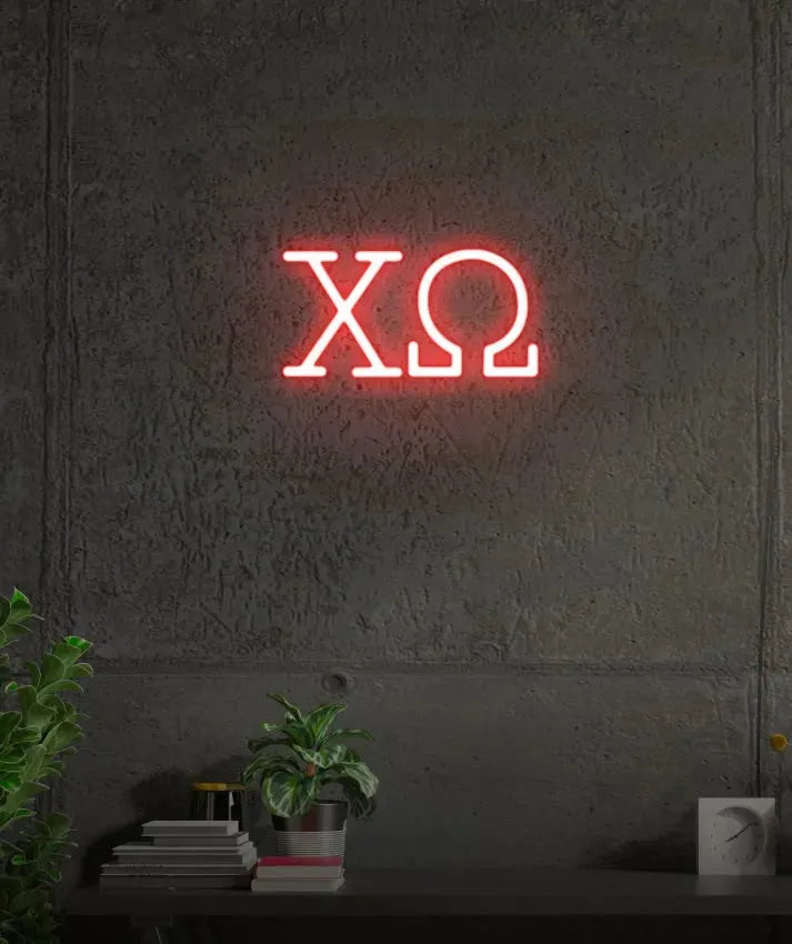Chi Omega Greek Letters LED Neon Sign w/ Dimmer | XO Dorm Wall Art ...