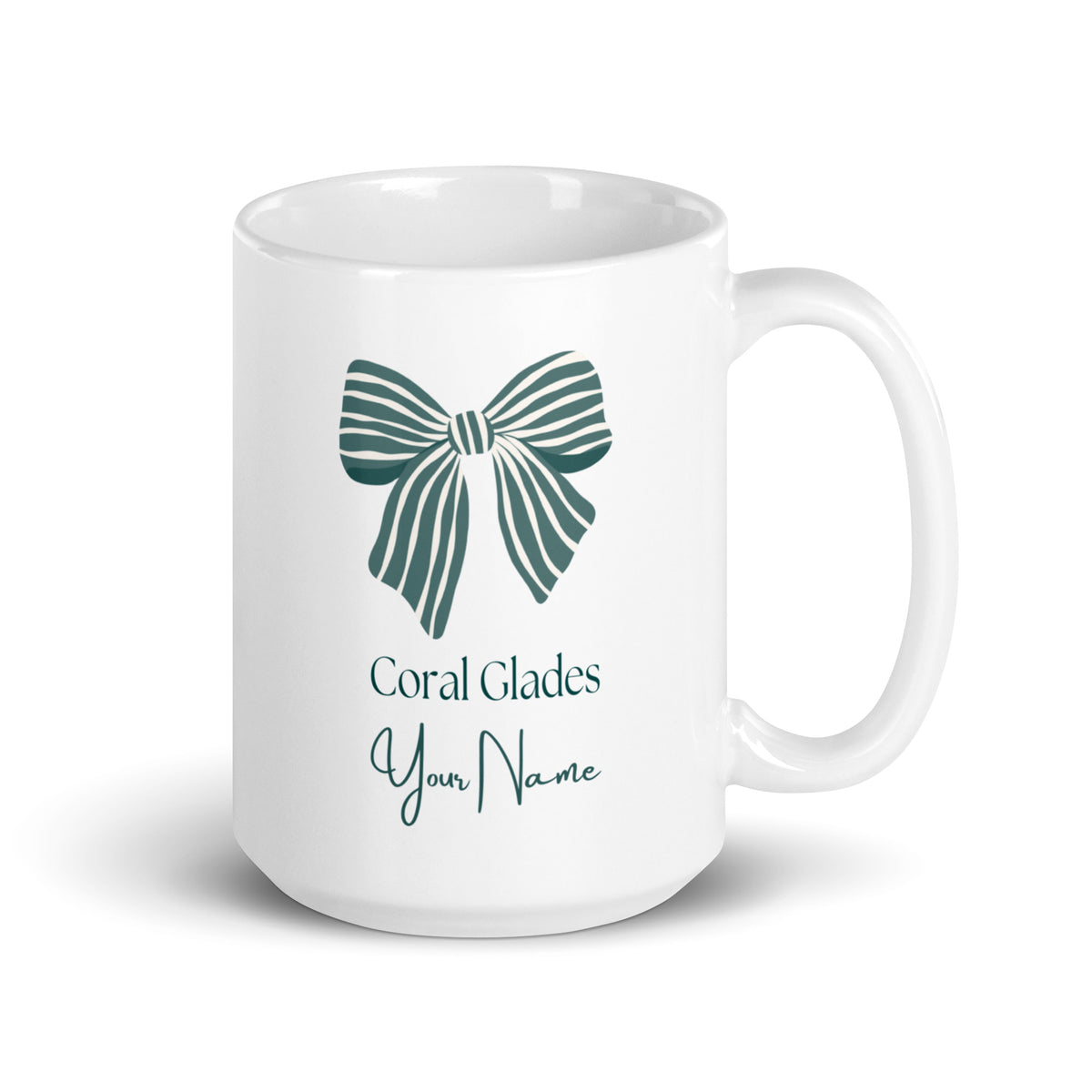 Personalized Coral Glades Bow 15oz. Deluxe Ceramic Mug